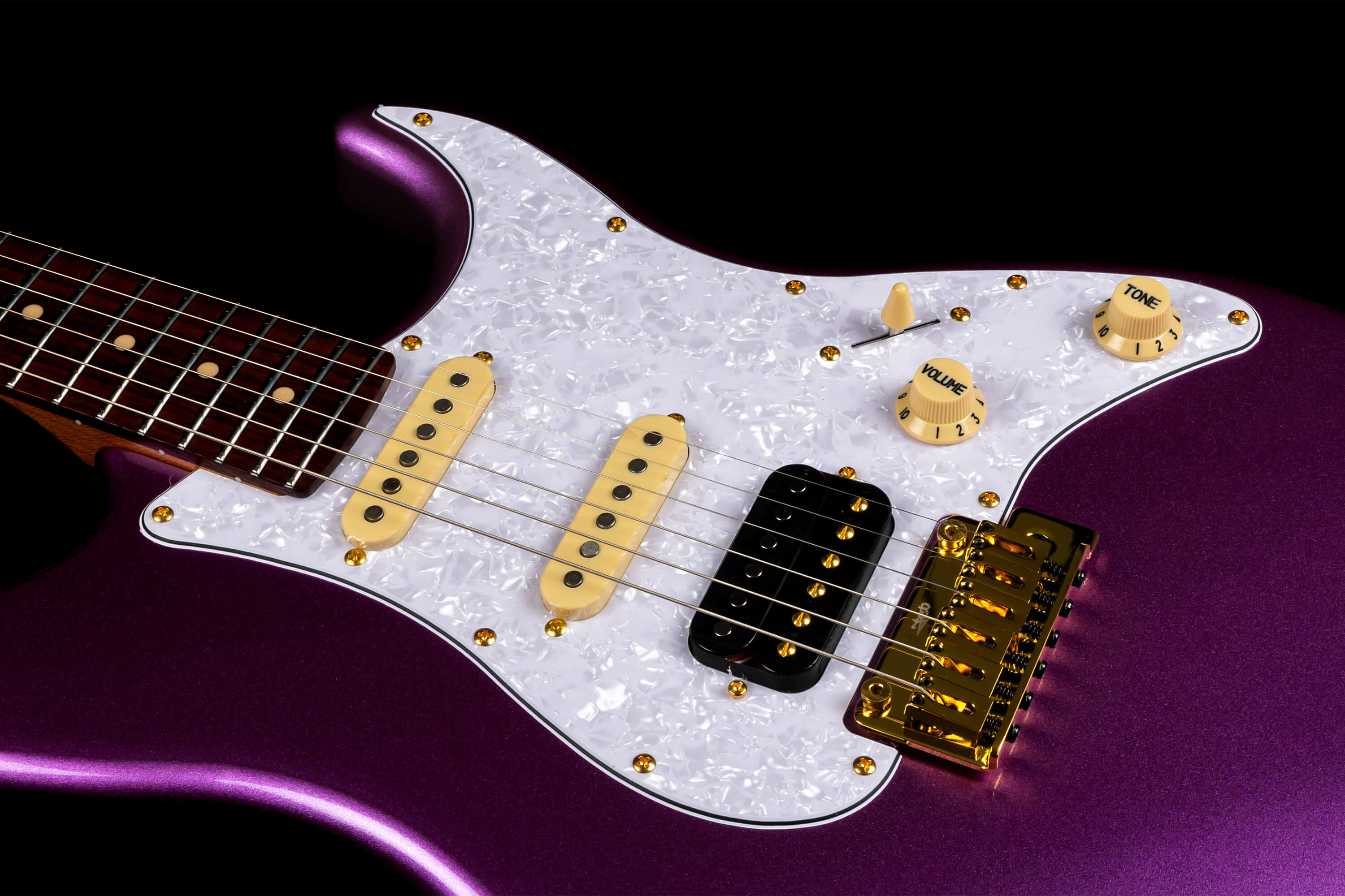 Jet Guitars JS-480 VIG Roasted Maple / Rosewood with Gold Hardware - Violet